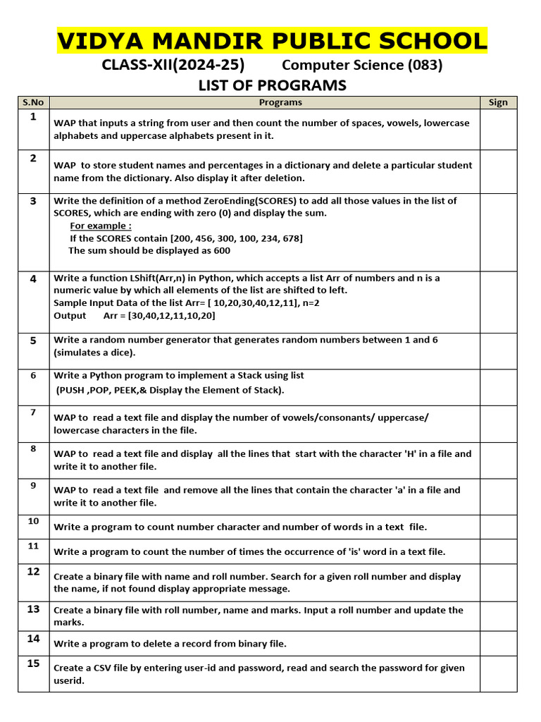 XII CS Practical File (2024-25) | PDF | Databases | Table (Database)