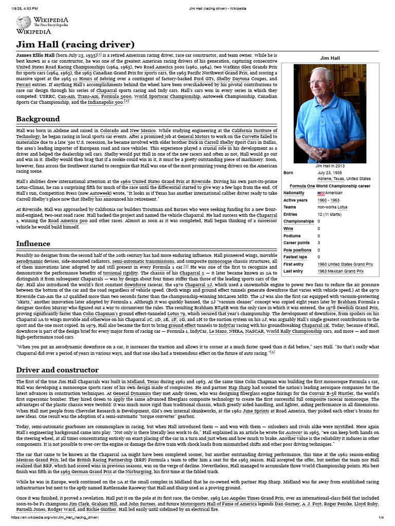 Jim Hall (racing driver) | PDF | Auto Races | Fédération Internationale ...