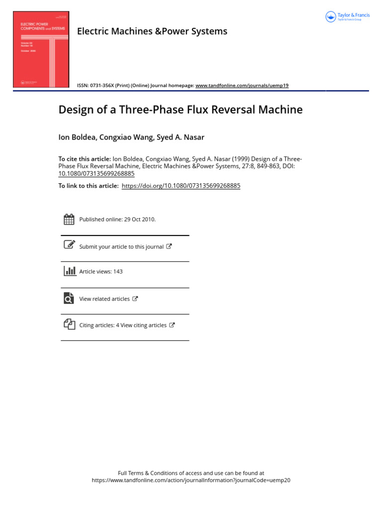 Design of a Three-Phase Flux Reversal Machine | PDF | Electric Motor ...