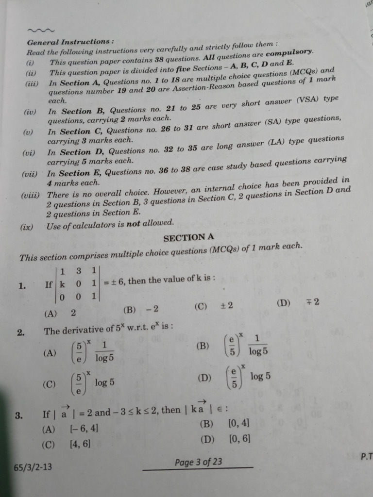Maths Board Question Paper | PDF | Linear Map | Vector Space