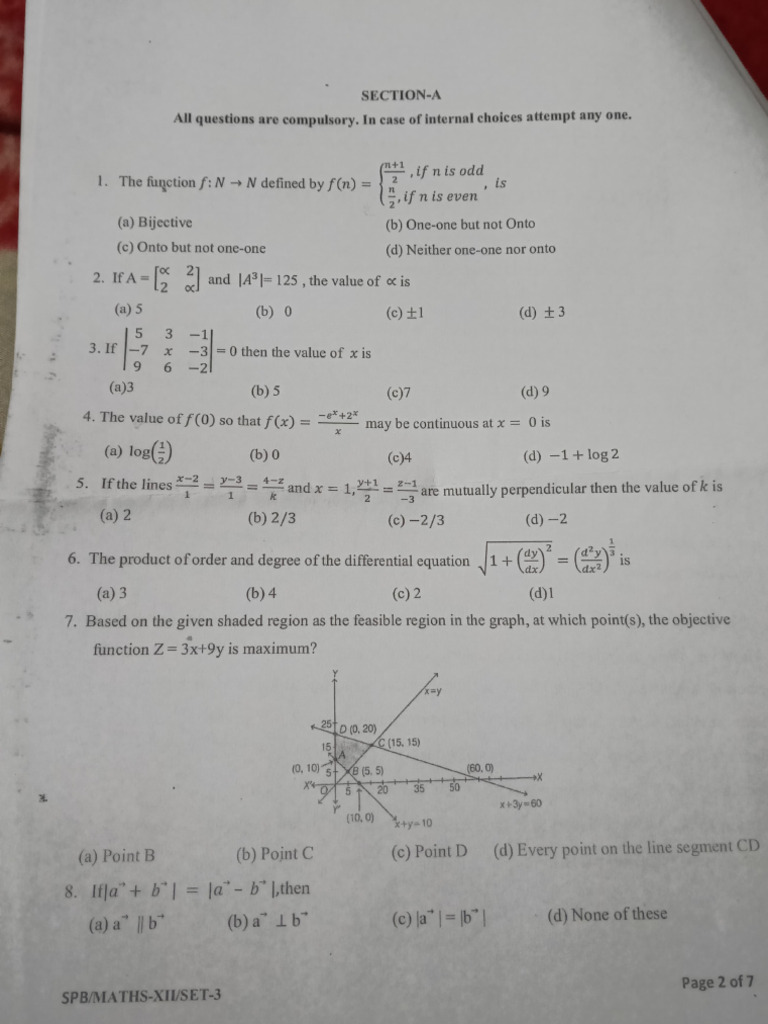 Maths Pre Board Question Paper | PDF | Function (Mathematics ...