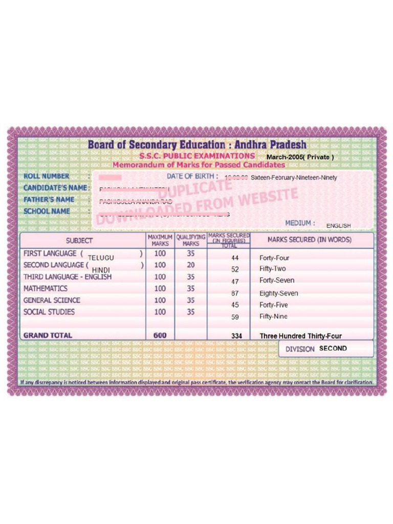 ap-ssc-marks-memo | PDF