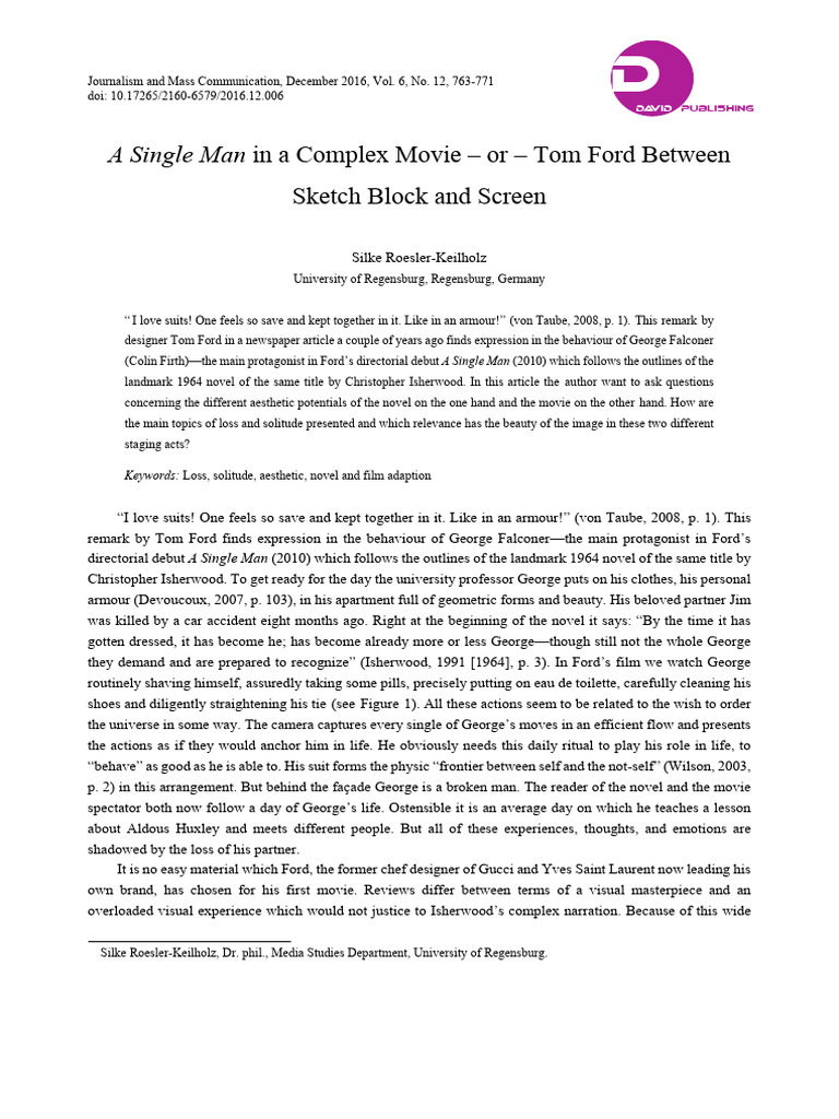 Analyzing A Single Man: Film vs. Novel | PDF