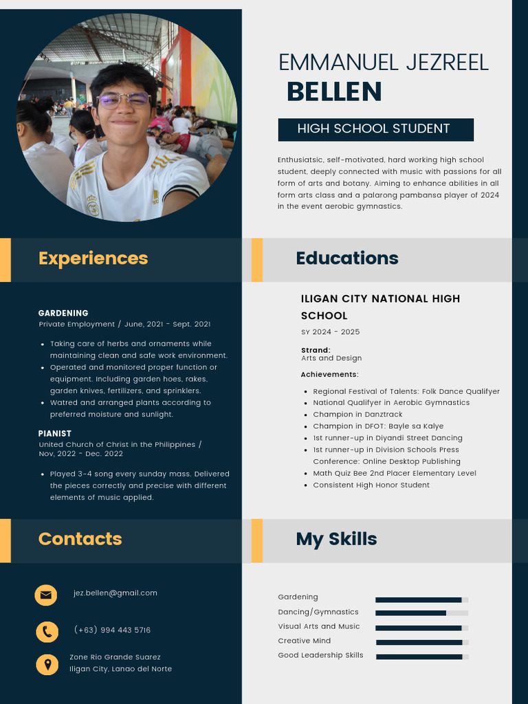 Dark Blue & White Professional High School Resume - 20241104 - 043636 ...