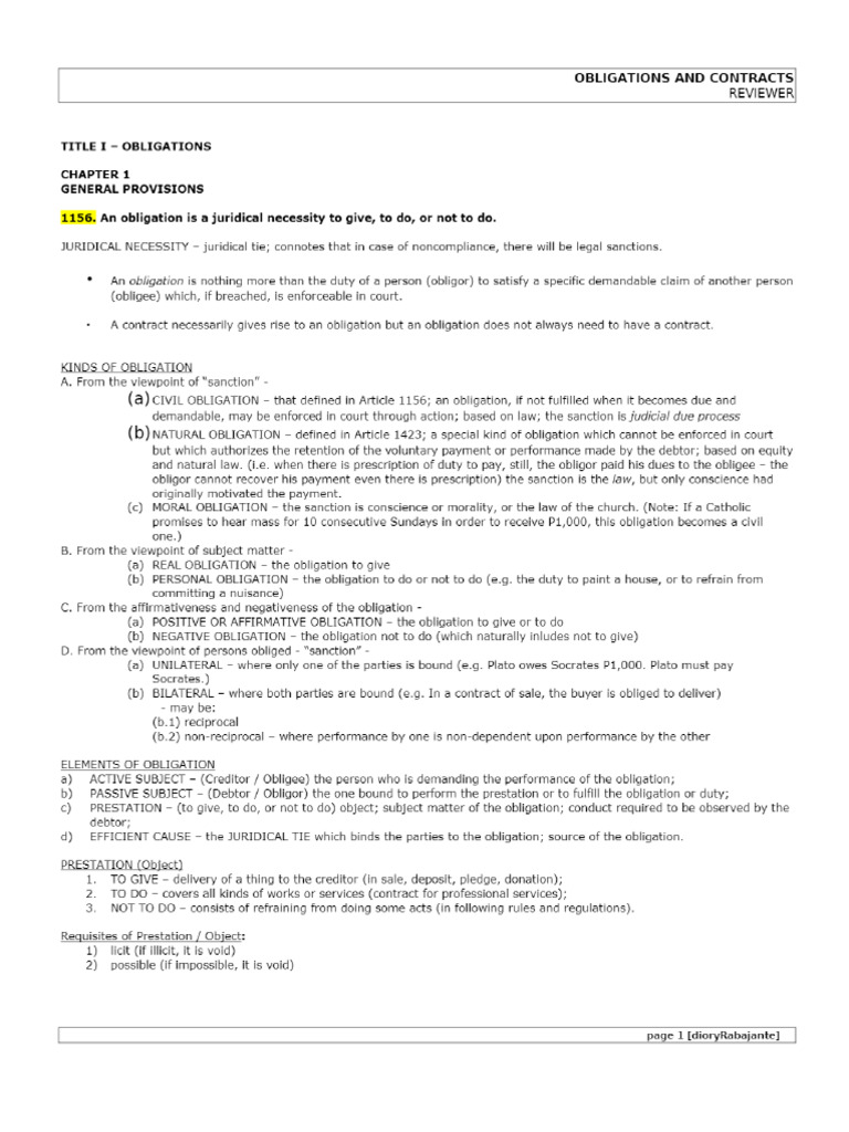 OBLICON Reviewer | PDF