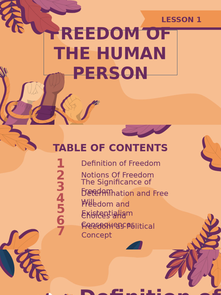 Lesson1 Freedom of The Human Person | PDF | Existentialism | Free Will