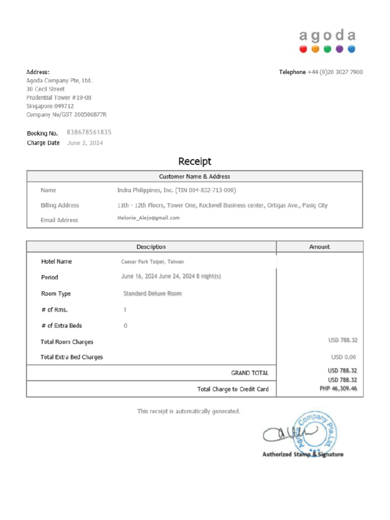 Agoda PHP 46309 | PDF