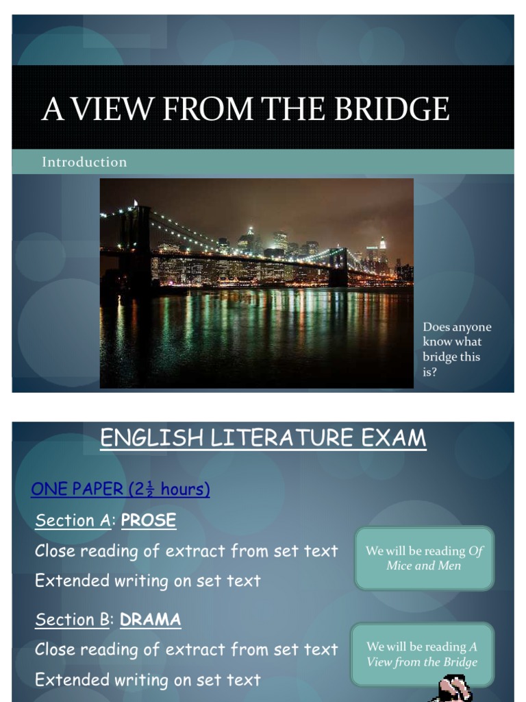A View From the Bridge Intro | Tragedy | Fiction & Literature