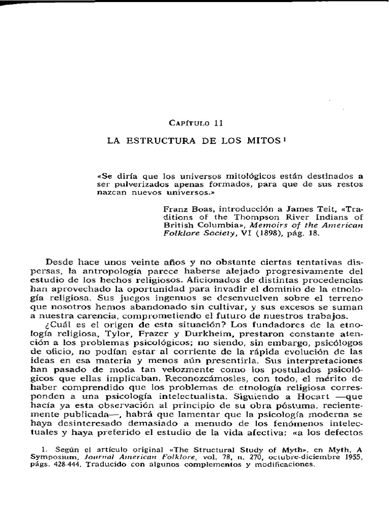 La Estructura de Los Mitos | PDF | Lingüística | Hora