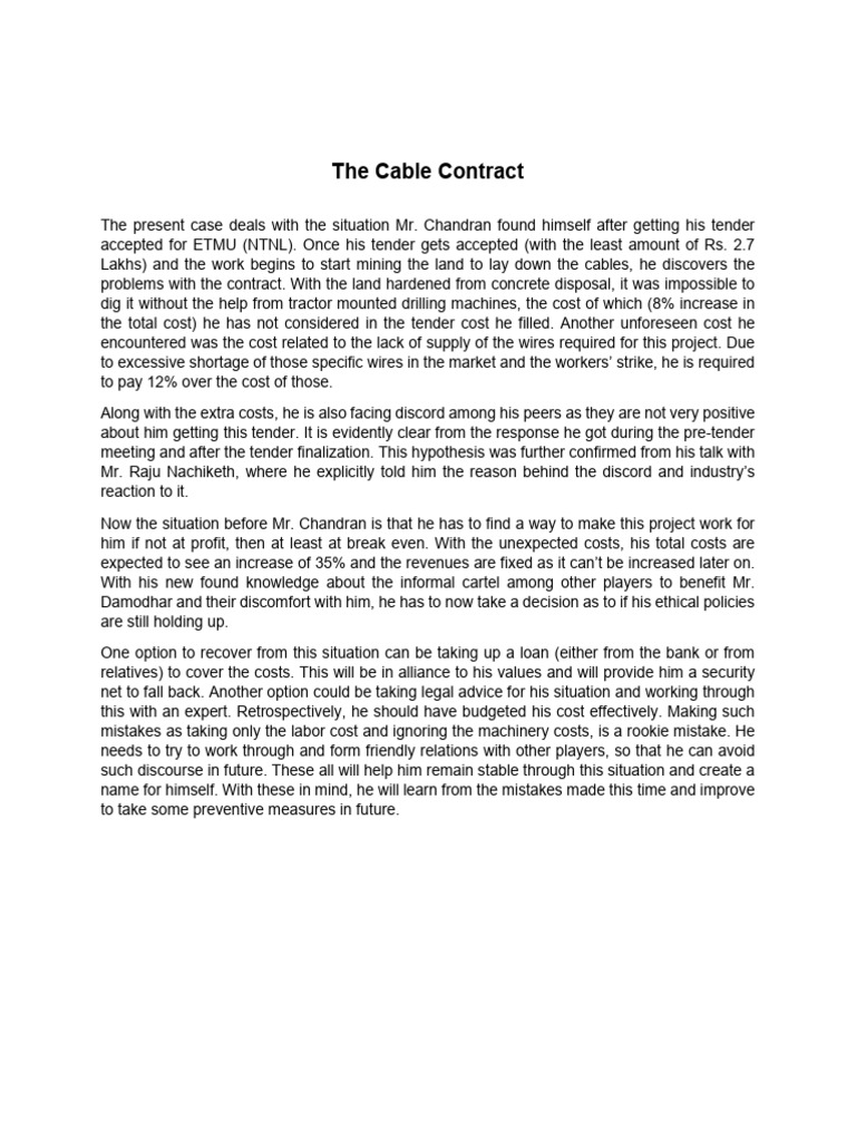 The Cable Contract | PDF | Business | Economies