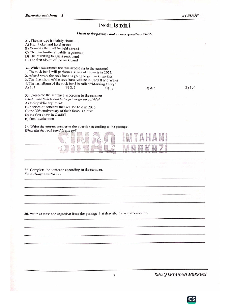 11 ci sinif hedef buraxiliw 1 2024 | PDF