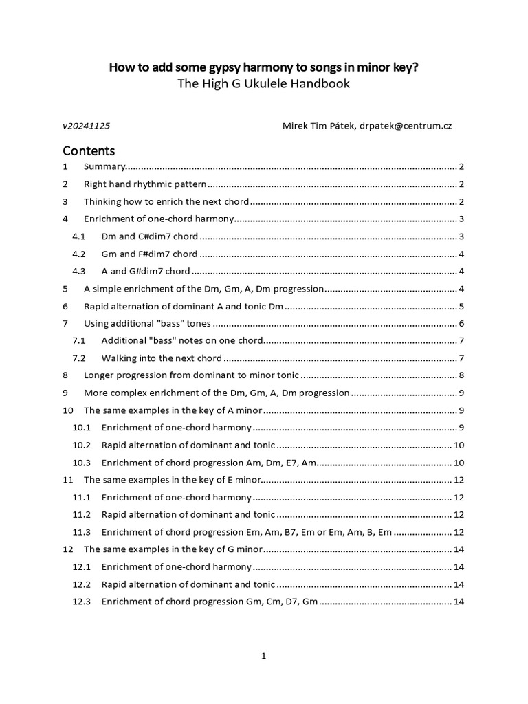 How To Add Some Gypsy Harmony To Songs in Minor Key On High G Ukulele ...