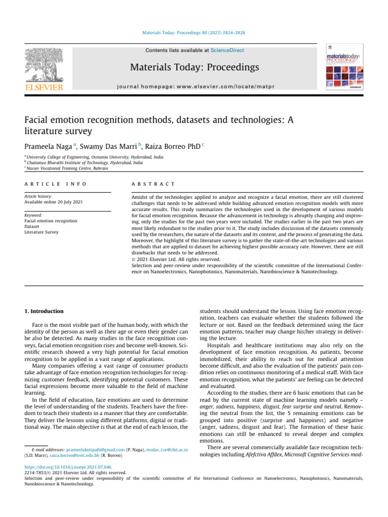 Facial Emotion Recognition: Methods & Datasets | PDF | Emotions | Deep ...
