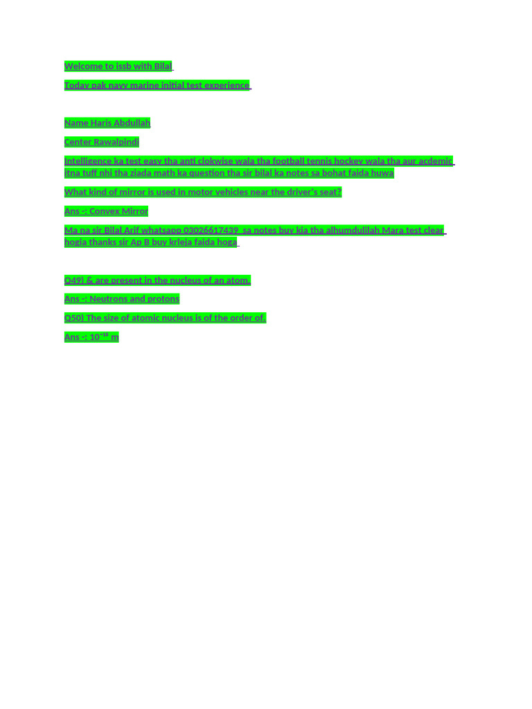 Pak Navy Marine 26 Jan Initial Test Experience | PDF