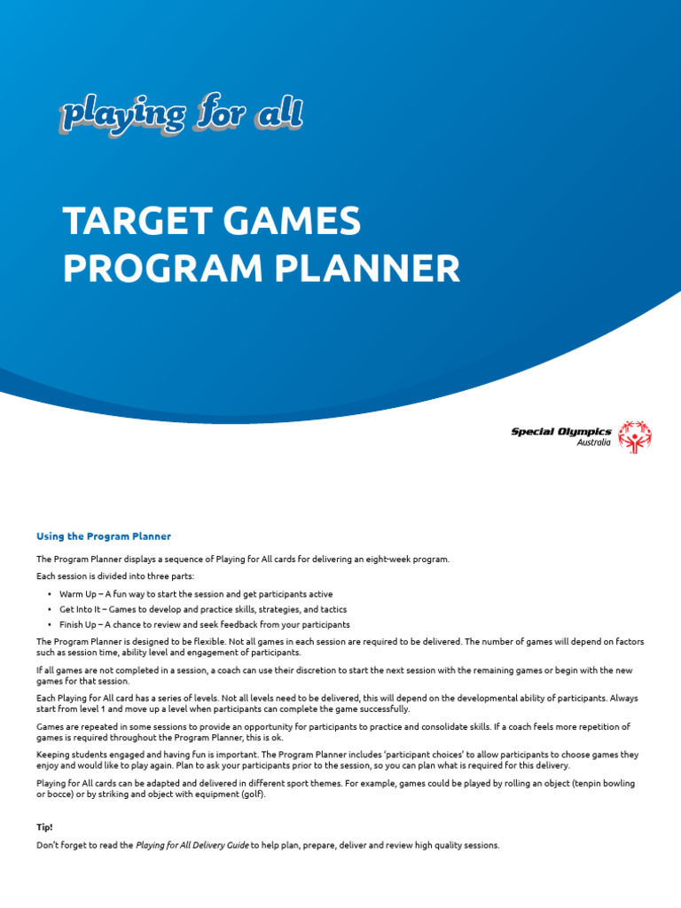 Program Planner Target Games 2022 Withcards | PDF | Literacy | Ball