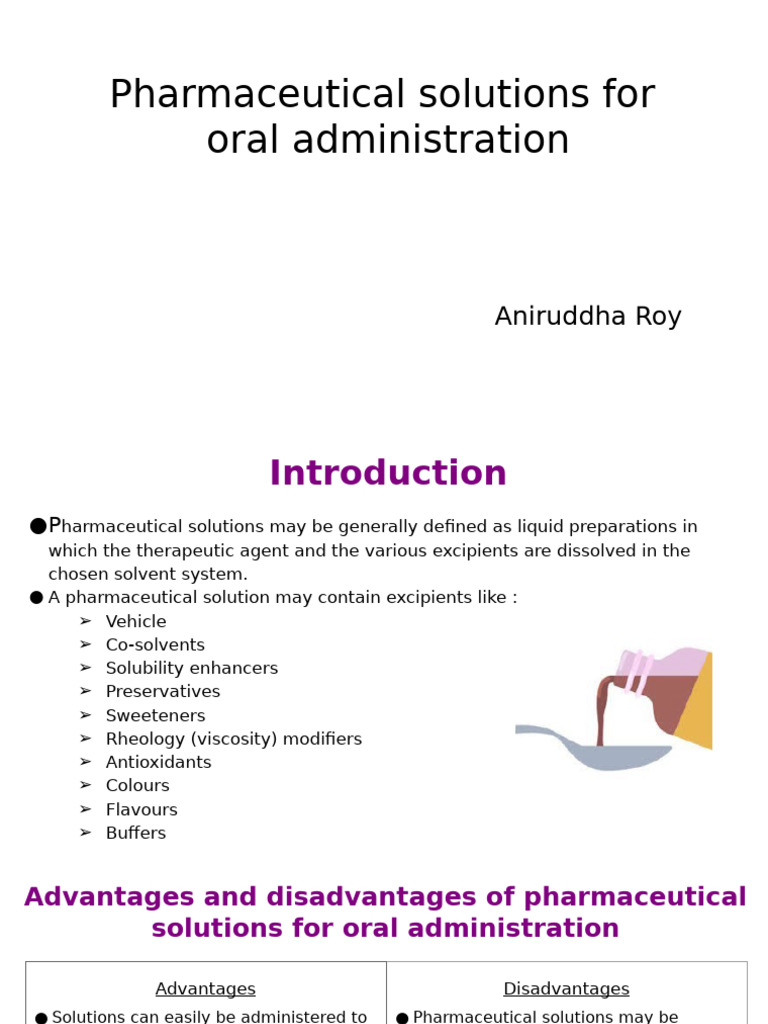 Pharmaceutical Solutions For Oral Use | PDF | Solvation | Polyethylene ...