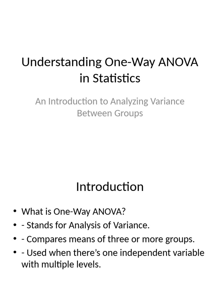 One Way ANOVA Presentation | PDF