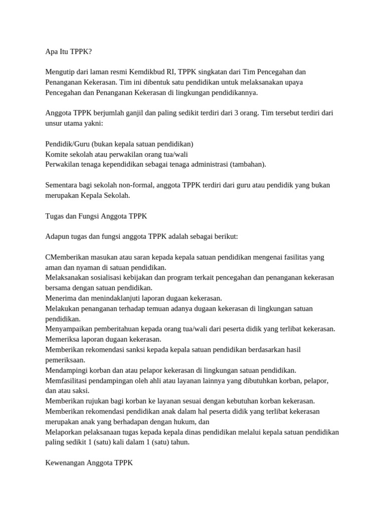 Apa Itu TPPK | PDF