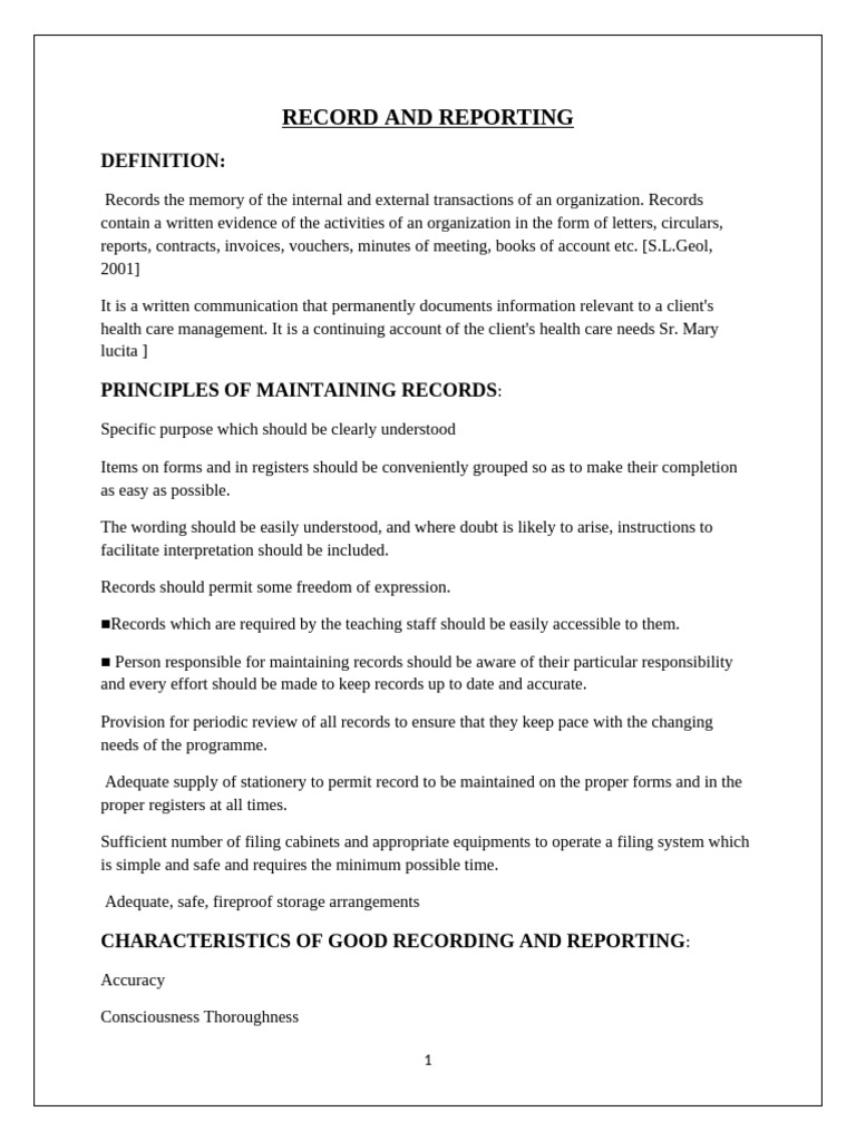 record and report assisgment | PDF | Nursing | Hospital