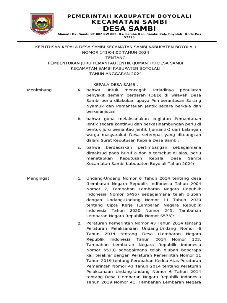 SK Kader Jumantik 2024 | PDF