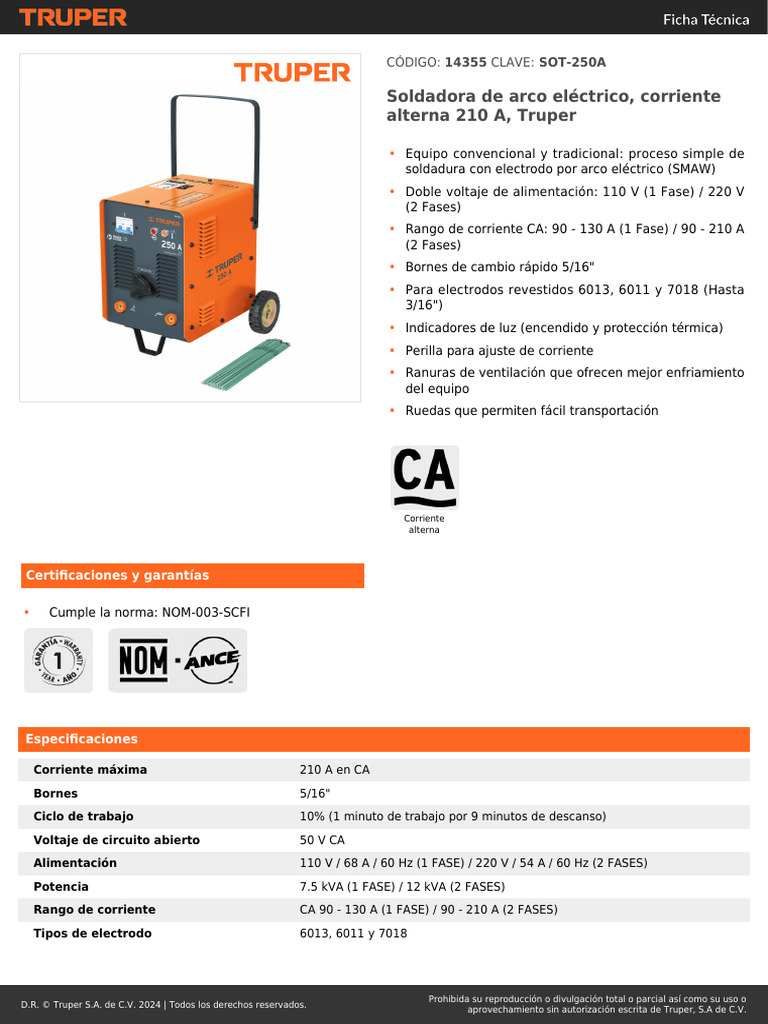 Ficha Tecnica Soldadora | PDF | Soldadura | Construcción