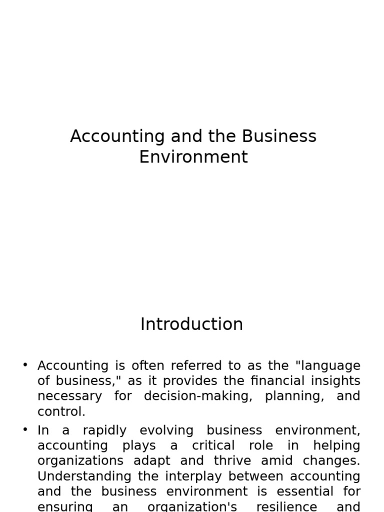 Accounting and Business Environment | PDF | Accounting | Generally ...