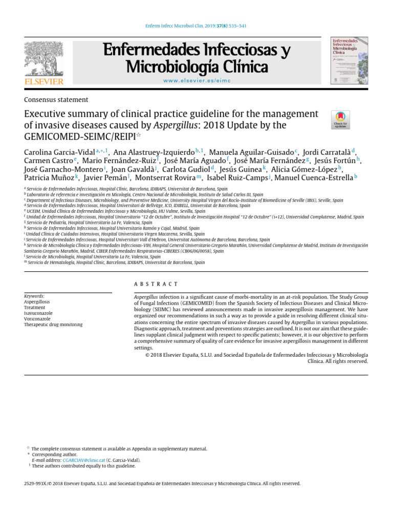 Aspergillus GEMICOMED-SEIMC - REIPI 2019 | PDF | Health Sciences ...