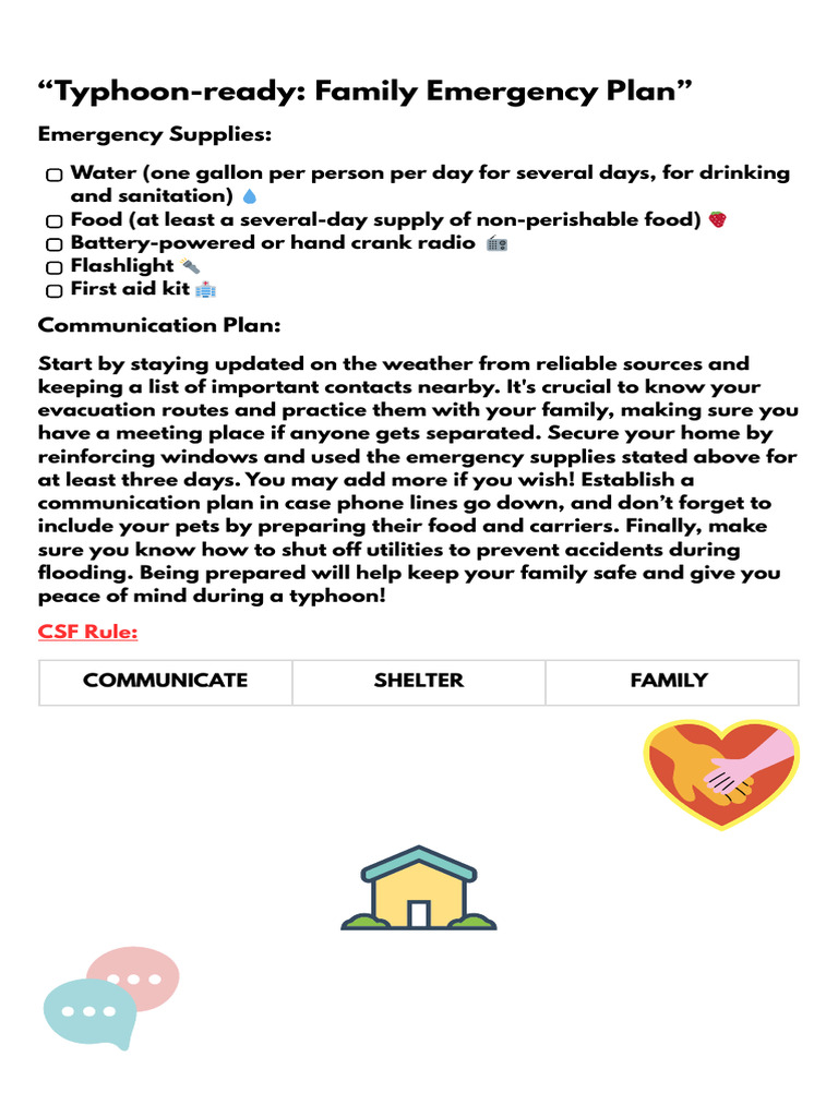 "Typhoon-Ready Family Emergency Plan" (1) 23456 | PDF