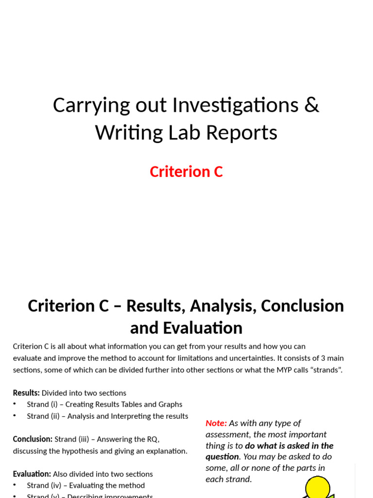 Carrying Out Investigations Writing Lab Reports - Criterion C | PDF ...