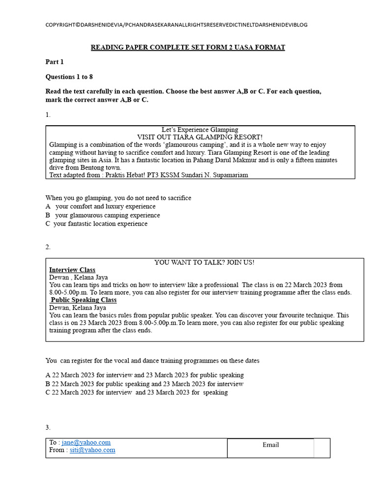 READING PAPER FORM 2 UASA 9102023 Complete! | PDF | Water Vapor | Water
