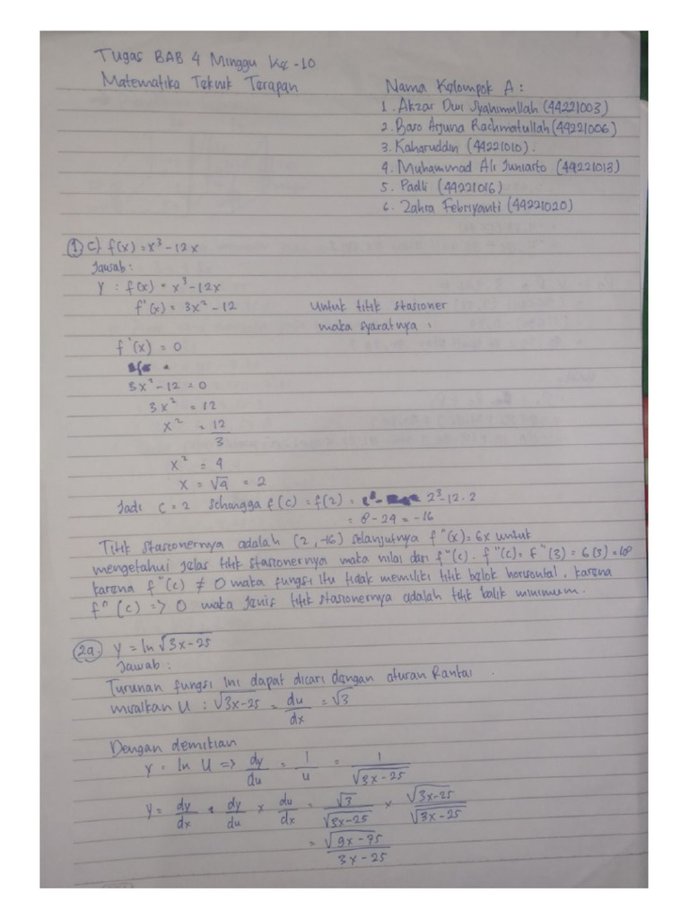 Tugas Bab 4 Minggu Ke 10 Matematika Terapan | PDF