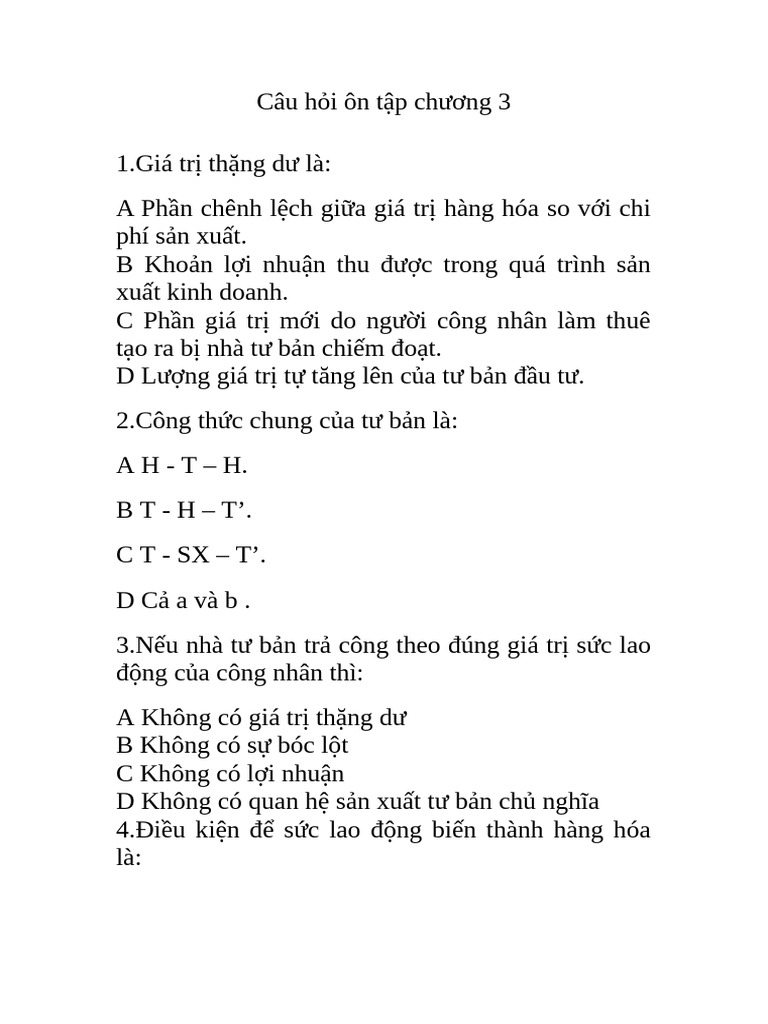 Câu Hỏi Cuối Bài | PDF