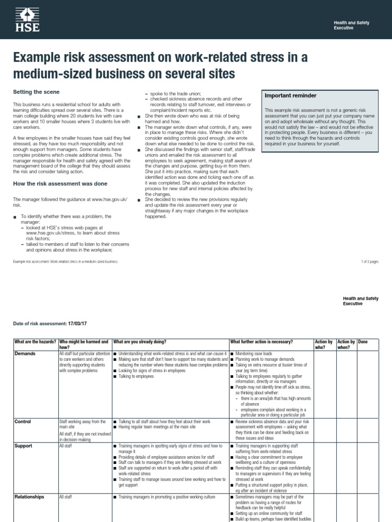 Learning With Care Risk Assessment | PDF | Occupational Safety And ...
