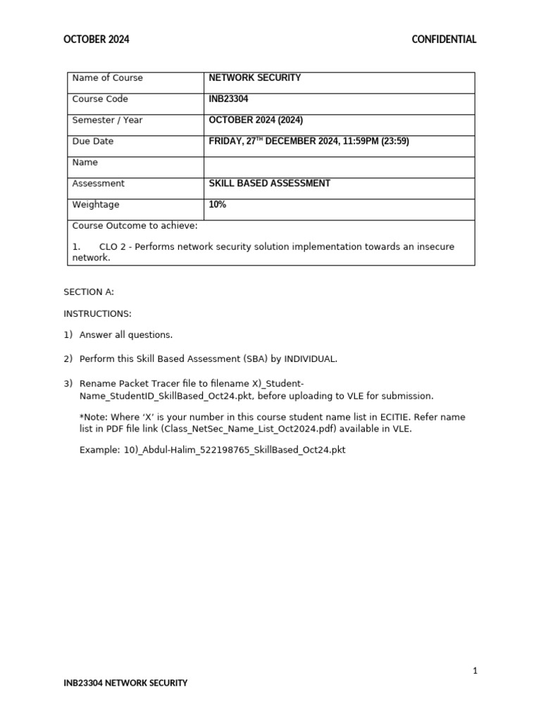 Sba Inb23304-Network Security Oct2024 | PDF | Computer Network ...