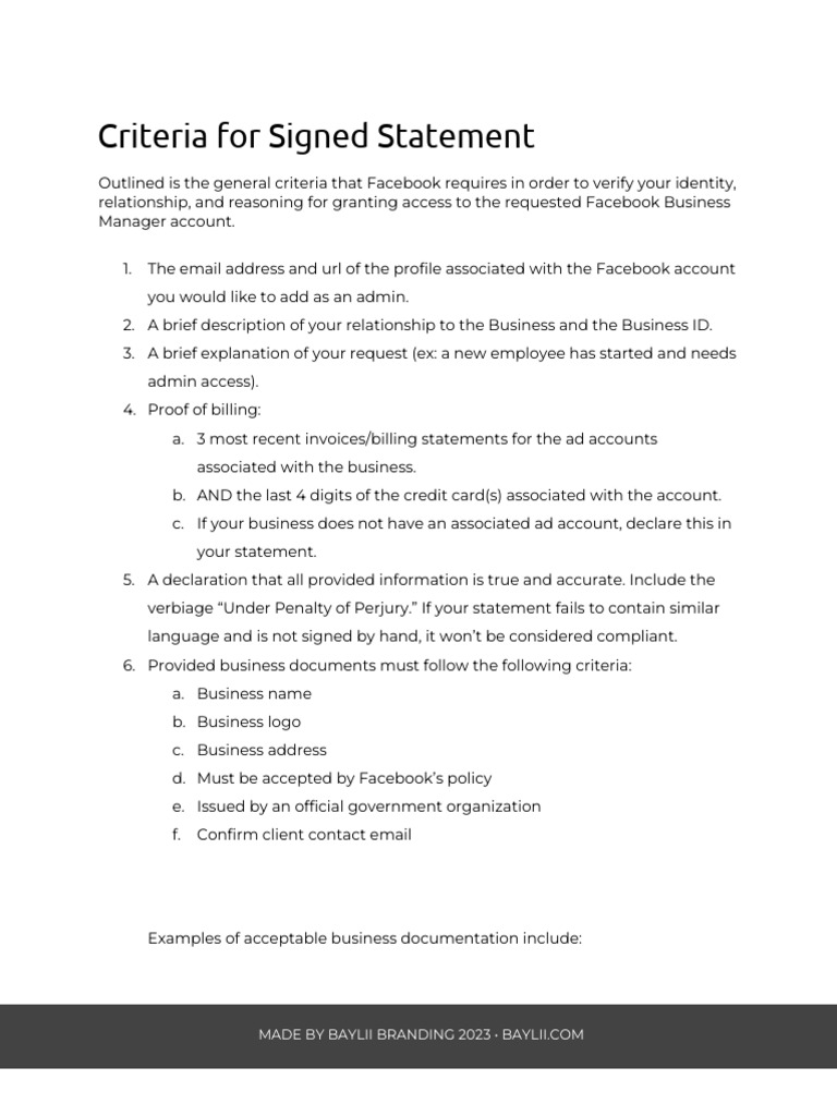 Criteria for Signed Statement Submission | PDF | Identity Document ...