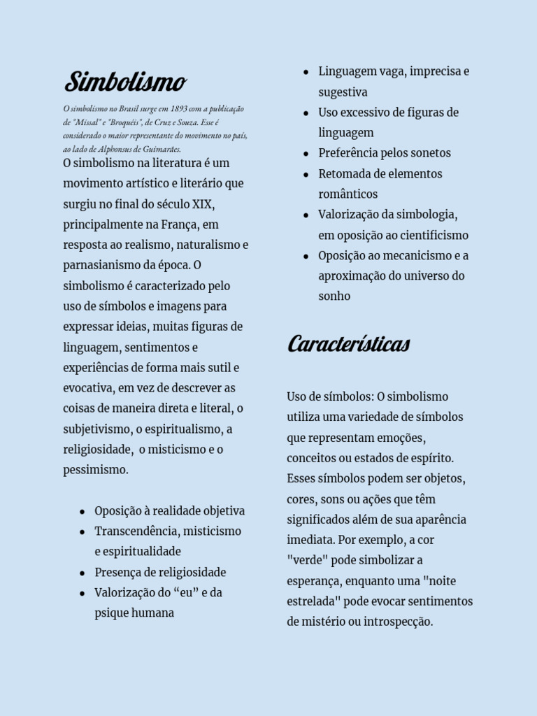 Simbolismo | PDF | Simbolismo (artes) | Poesia