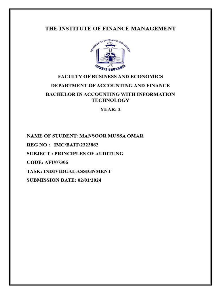 AUDIT COVER PAGE | PDF