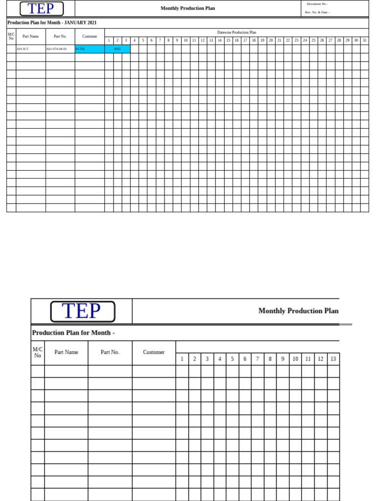 Pd.3.01 Monthly Producion Plan - Machine Wise | PDF