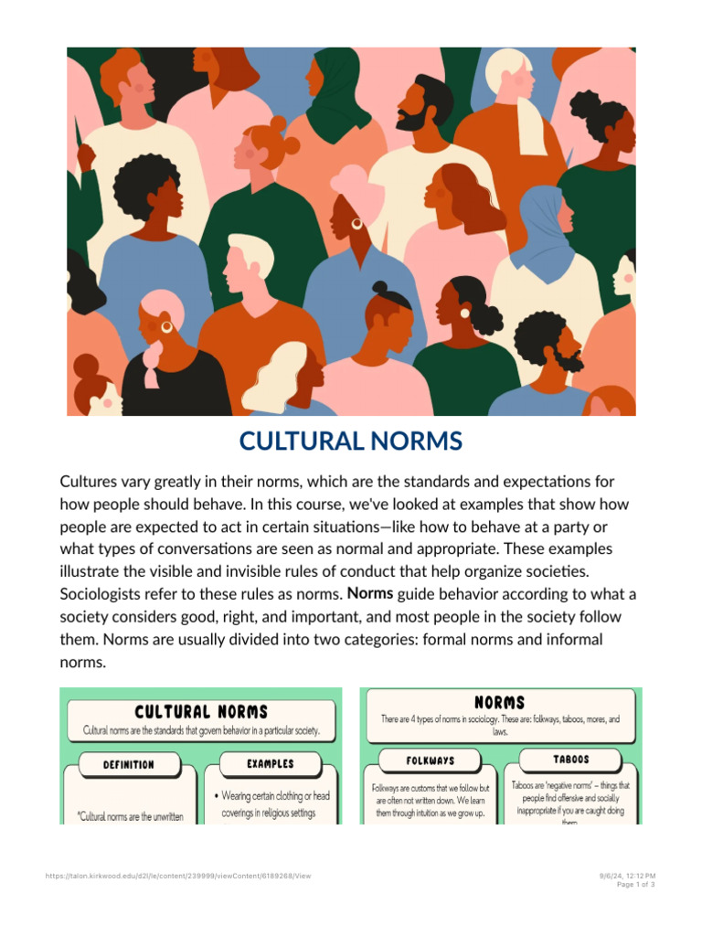 Cultural Norms - L4 ELA Culture-Conversation 2024FA CRF01 | PDF ...