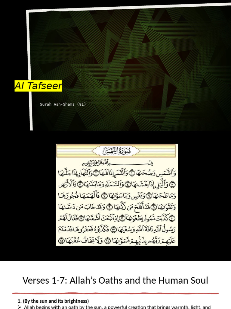 AI Tafseer Lesson 9 - Surah 91 | PDF | Sin | Religious Belief And Doctrine