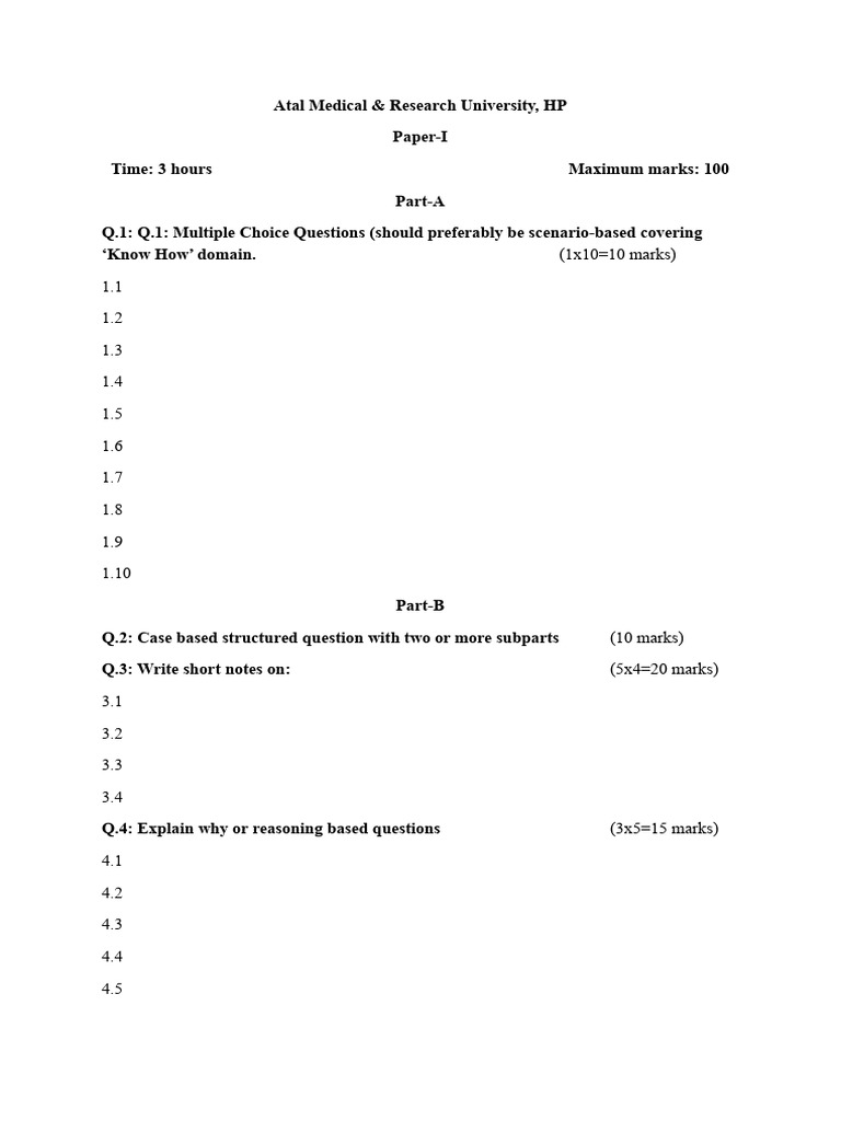Question Paper Format | PDF