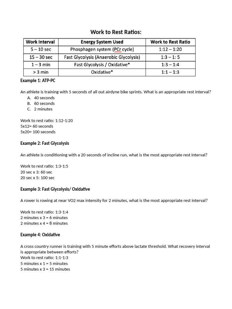 Athlete Training Rest Ratios | PDF