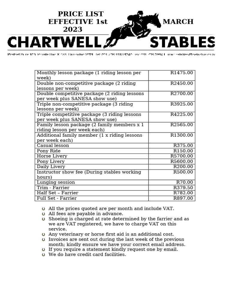 Price List 2023 | PDF