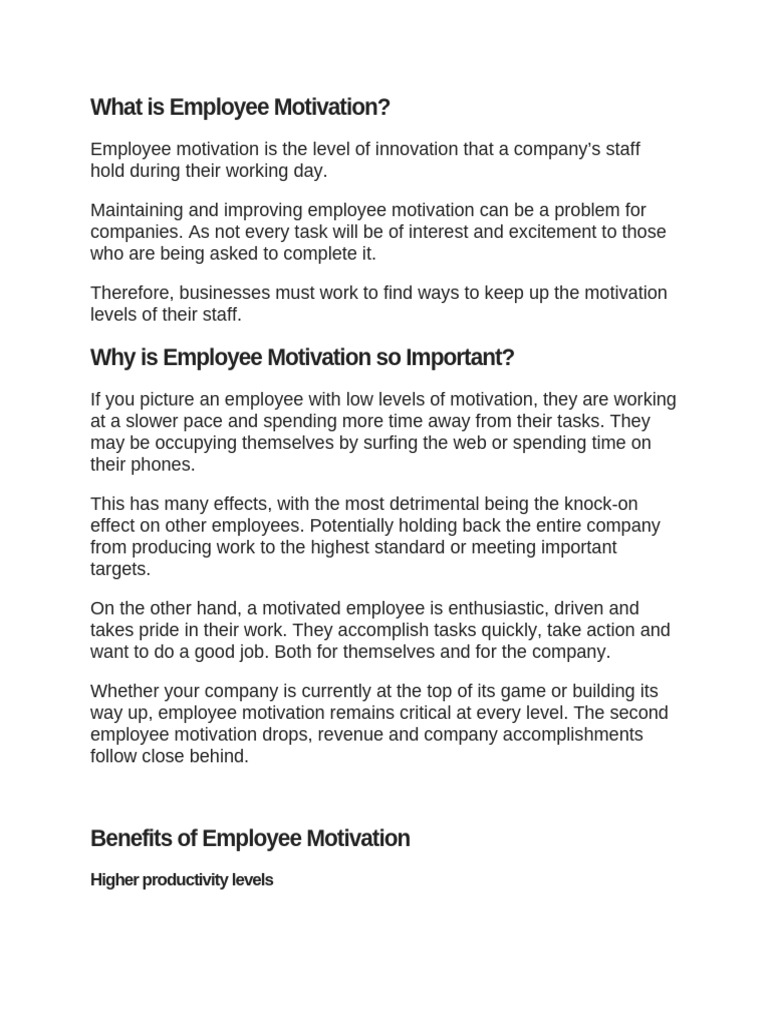 Importance of Employee Motivation | PDF | Employment | Motivation
