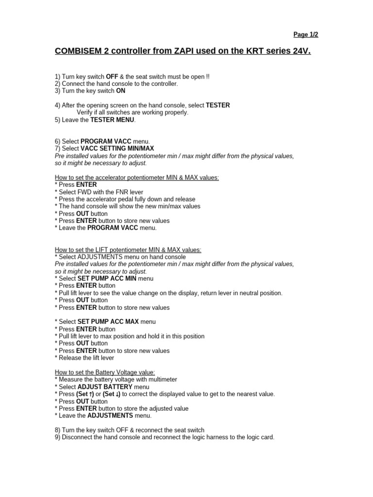 COMET How To Set Accel & Lift & BDI | PDF | Electricity | Manufactured ...