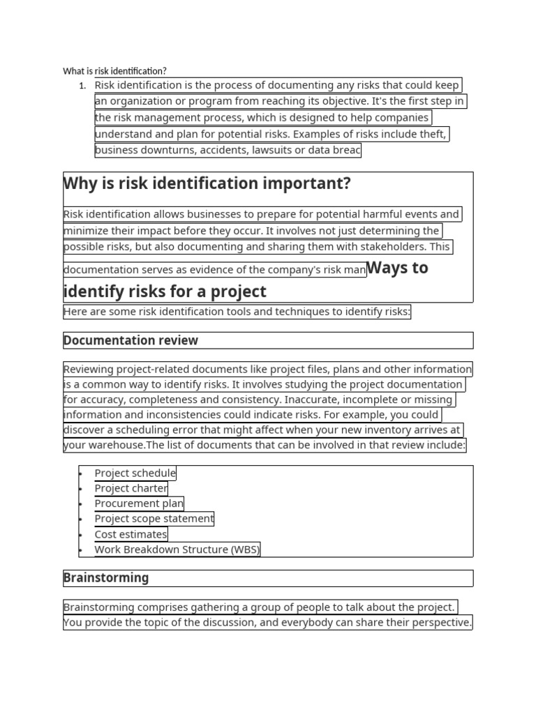 What Is Risk Identification | PDF | Risk | Swot Analysis