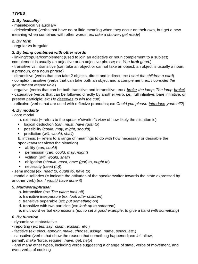 The Verb Phrase Pdf Verb Grammatical Tense