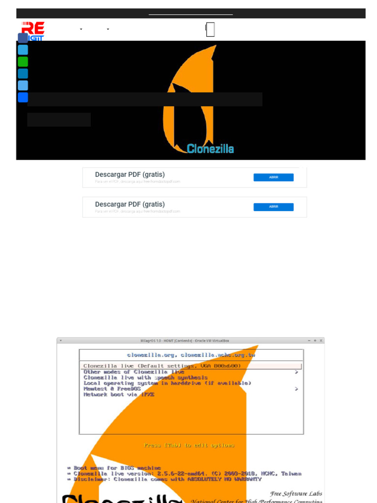 Clonezilla - Crear Imágenes de Disco y Clonar Ordenadores - Tutorial Parte 1 | PDF | Arranque ...