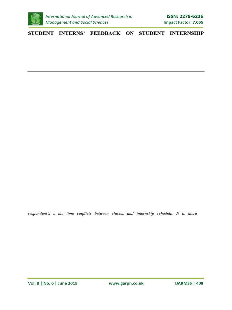 Tangaro, M. - Student Interns Feedback on Student Internship Program in the Philippines | PDF ...