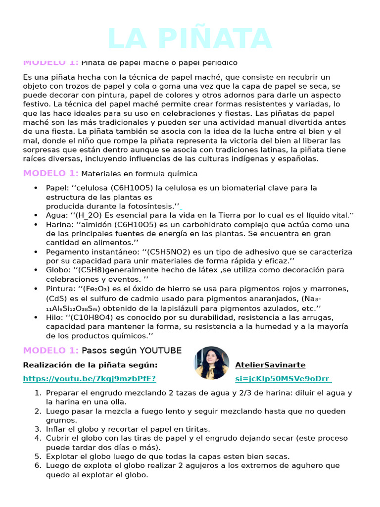 PIÑATA Proyecto Escolar | PDF | Papel | Madera